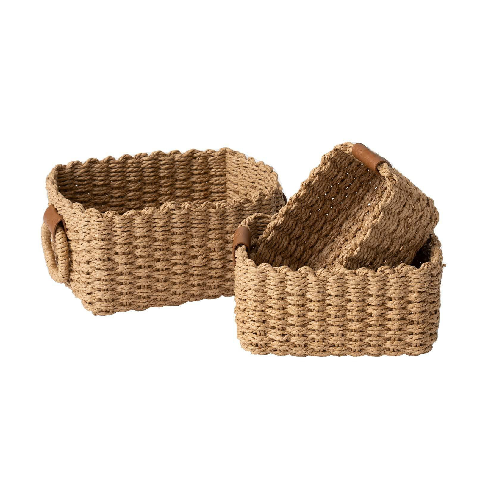 Gracie Oaks Small Wicker Baskets For Organizing, Recycled Paper Rope ...