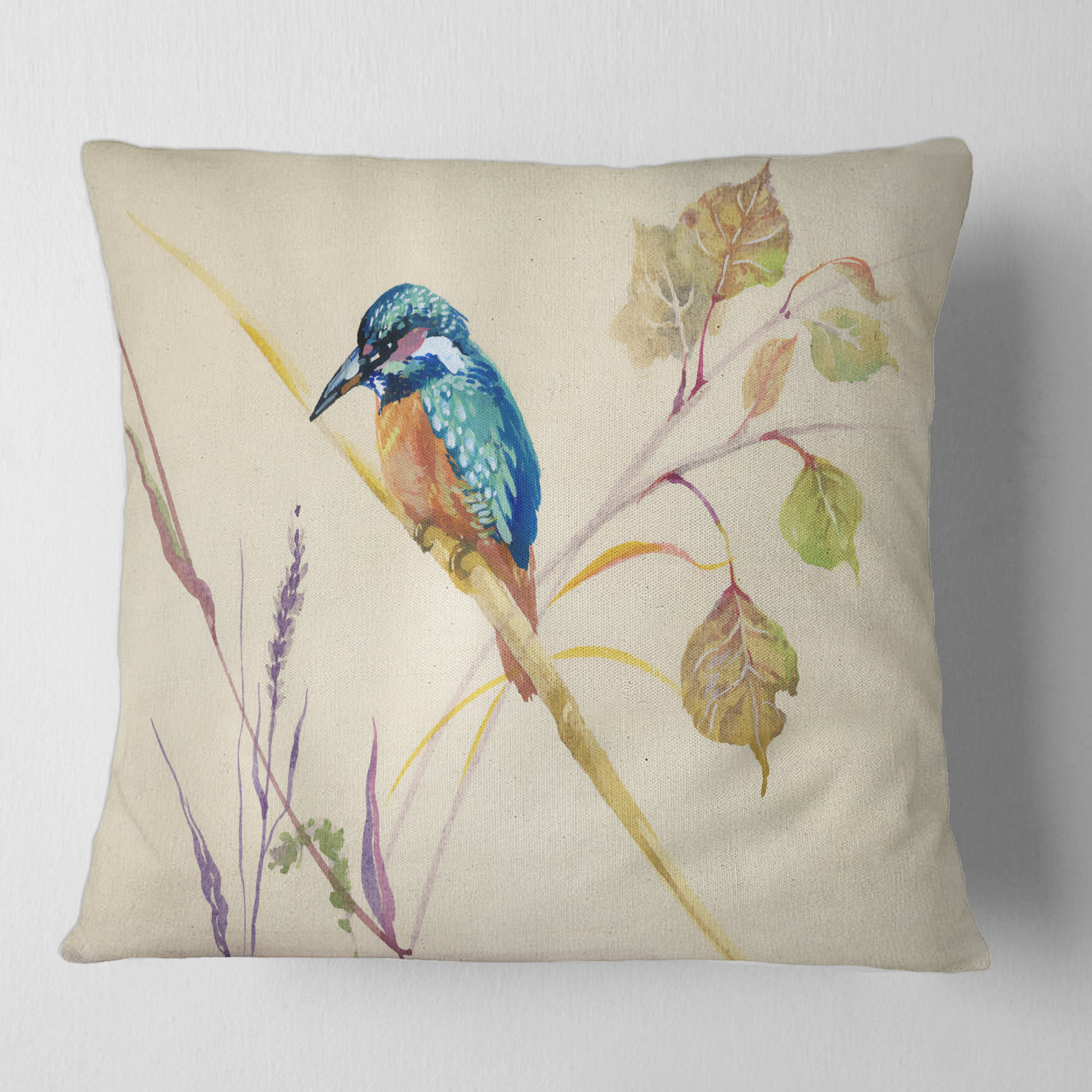 Design Art Common Kingfisher Bird Square Pillow Cover & Insert | Wayfair