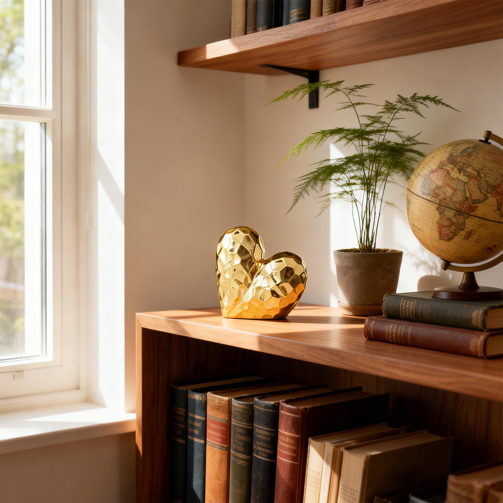 Mercer41 Ceramic Heart-Shaped Decorative Sculpture, 3D Angled Origami ...
