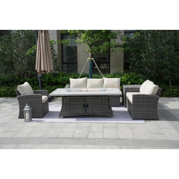 Lark Manor™ Ursula Wicker/Rattan 6 - Person Seating Group With Cushions ...