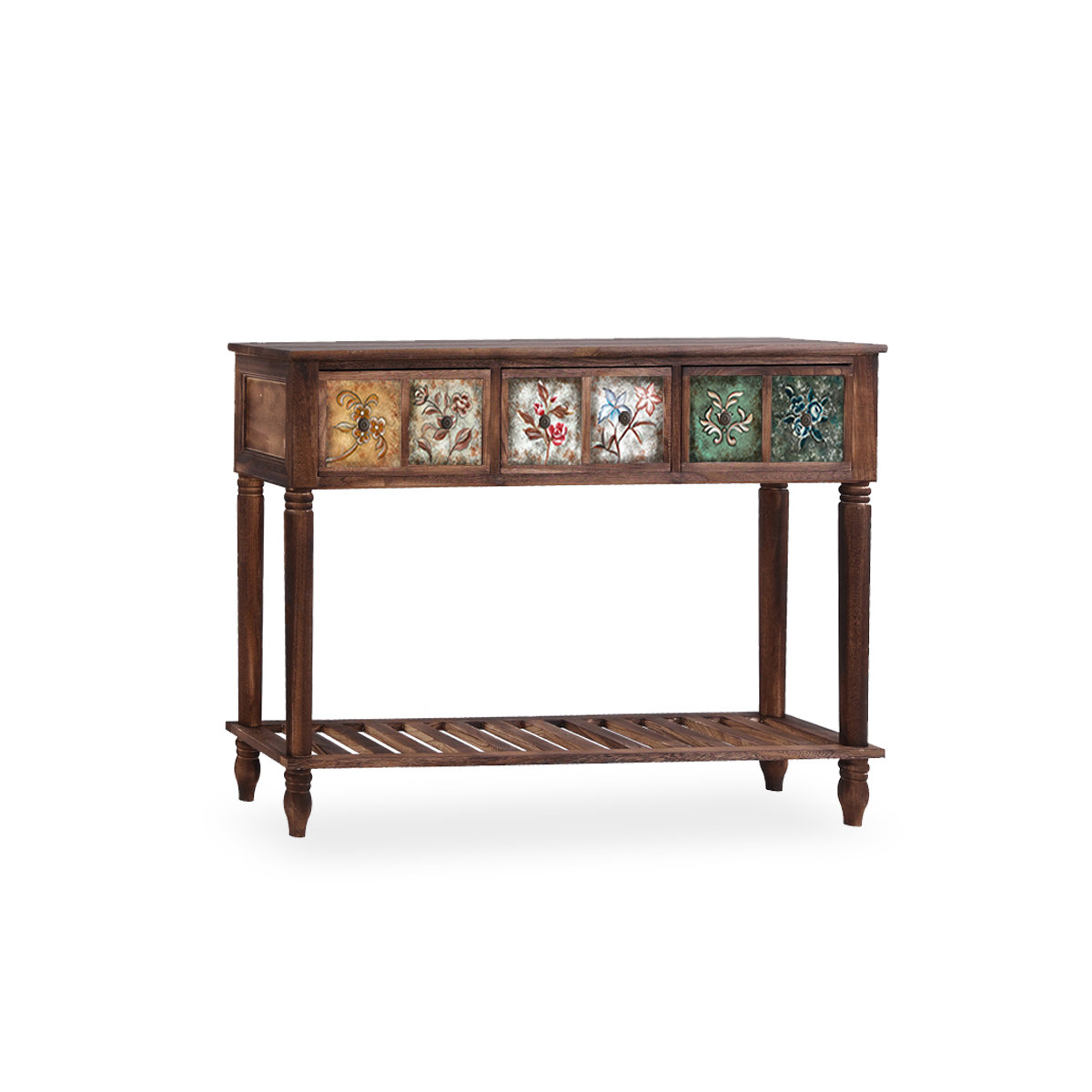 Canora Grey Brown Half Moon Solid Wood Console Table | Wayfair