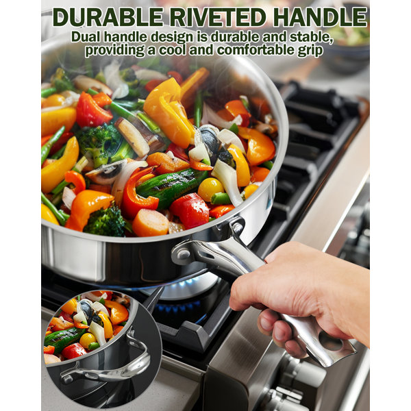 Cooks Standard Classic 5 QT 11 inch Stainless Steel Saute Pan Frying ...