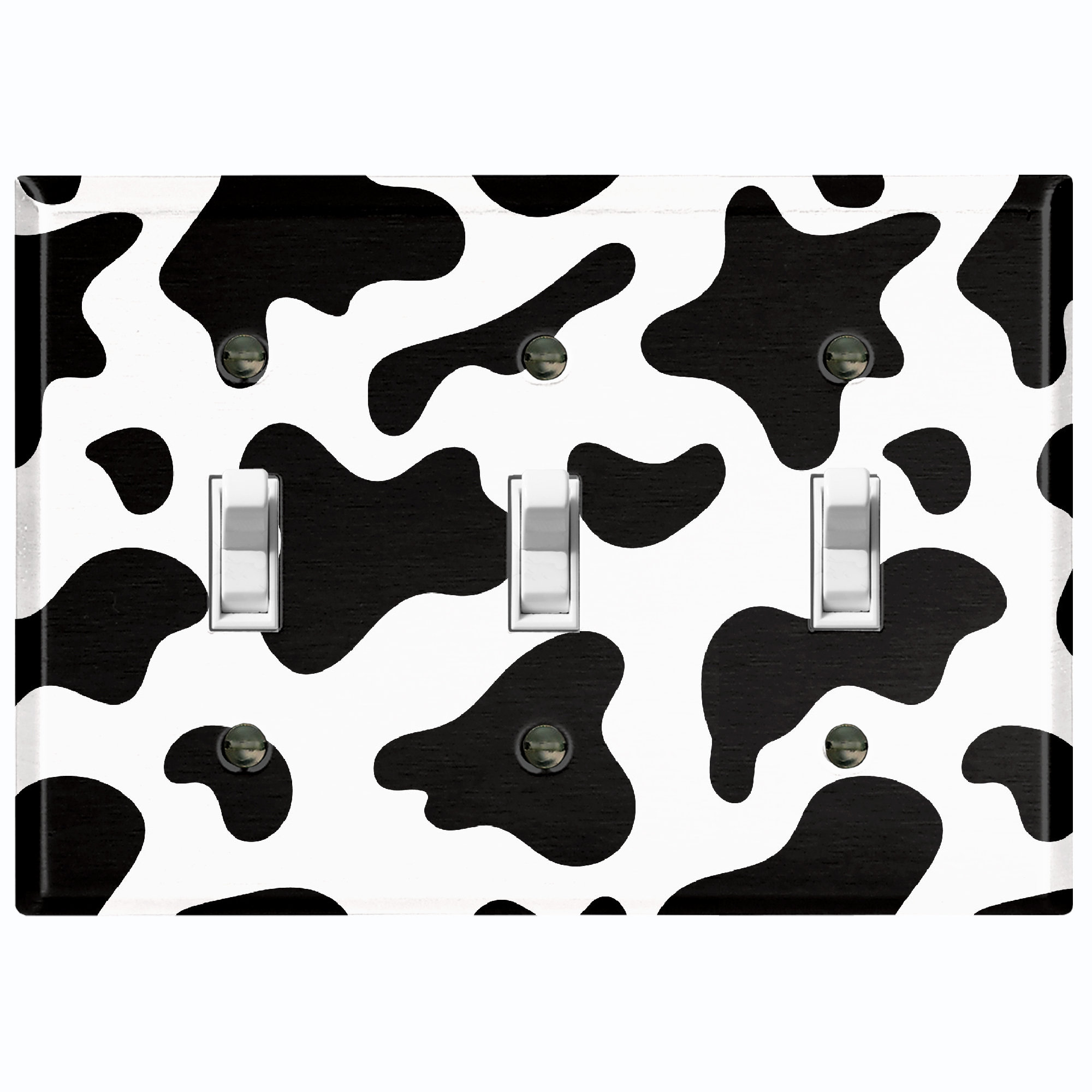 WorldAcc Metal Light Switch Plate Outlet Cover (Cow Print - Triple ...