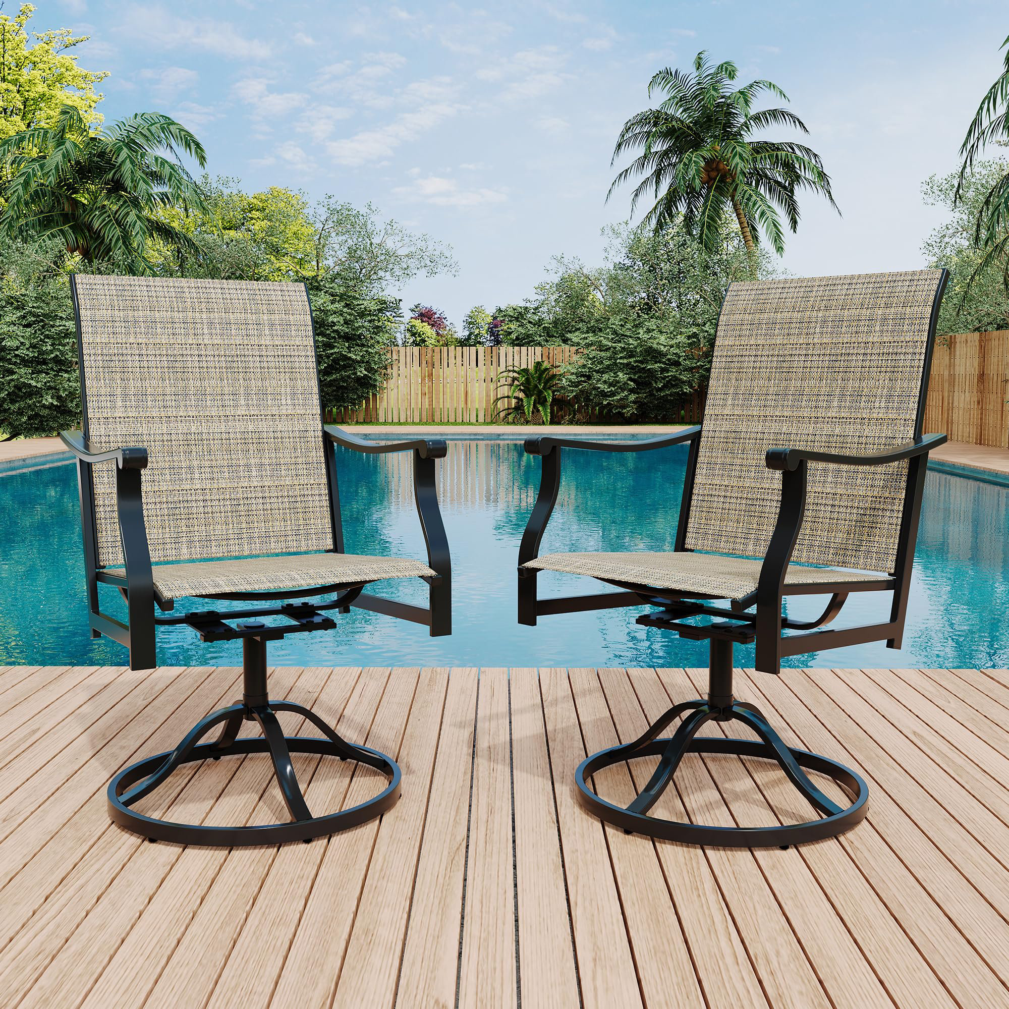 Lark Manor™ Patio Swivel Chairs Set Of 2, Outdoor Swivel Rocker Dining ...