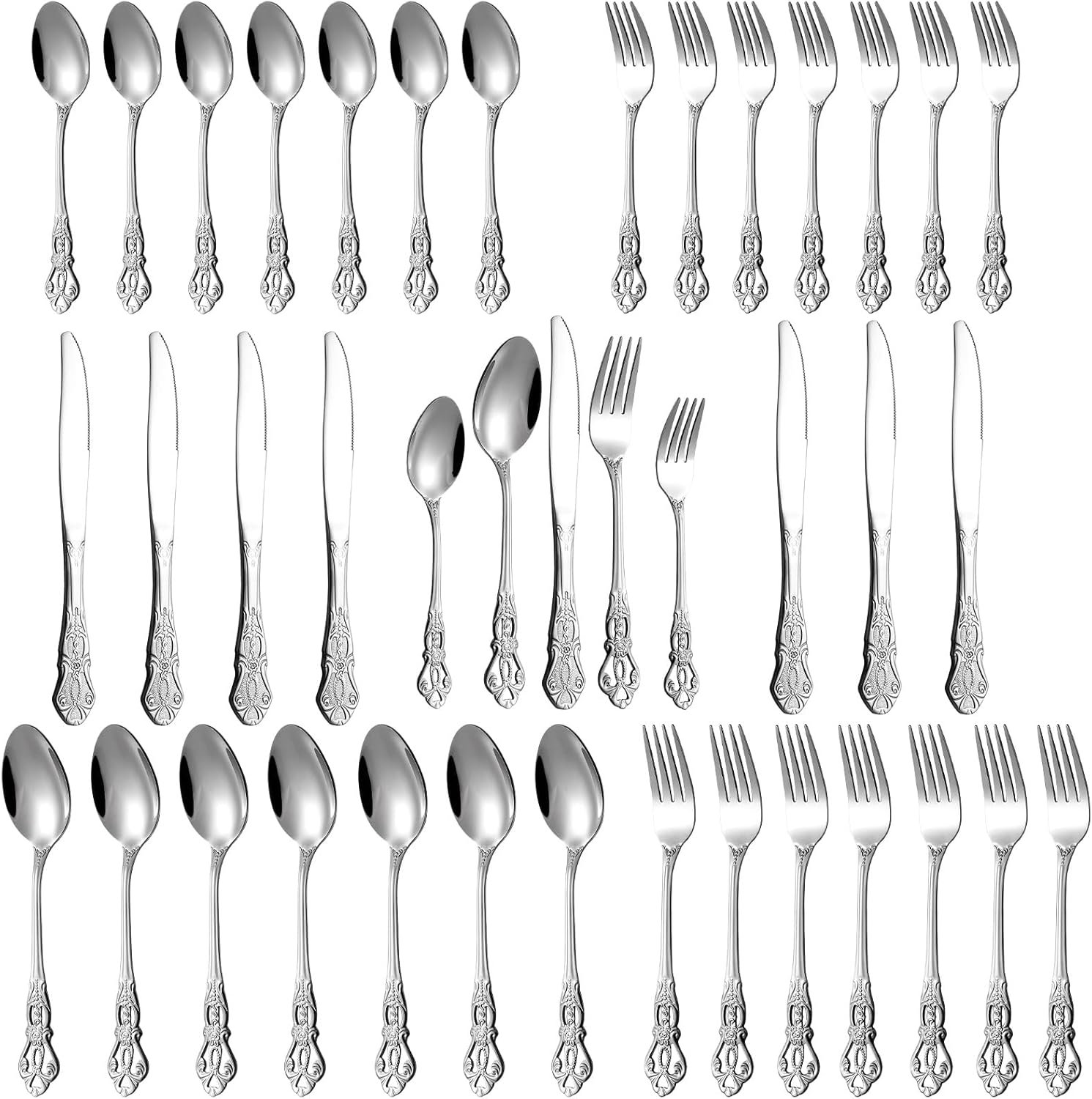 Ophelia & Co. Retro Royal 40-Piece Stainless Steel Flatware Set For 8 ...