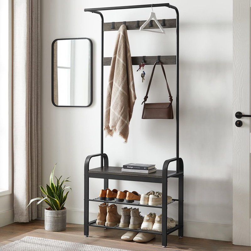 17 Stories Shino Steel Freestanding 9 - Hook Coat Rack | Wayfair