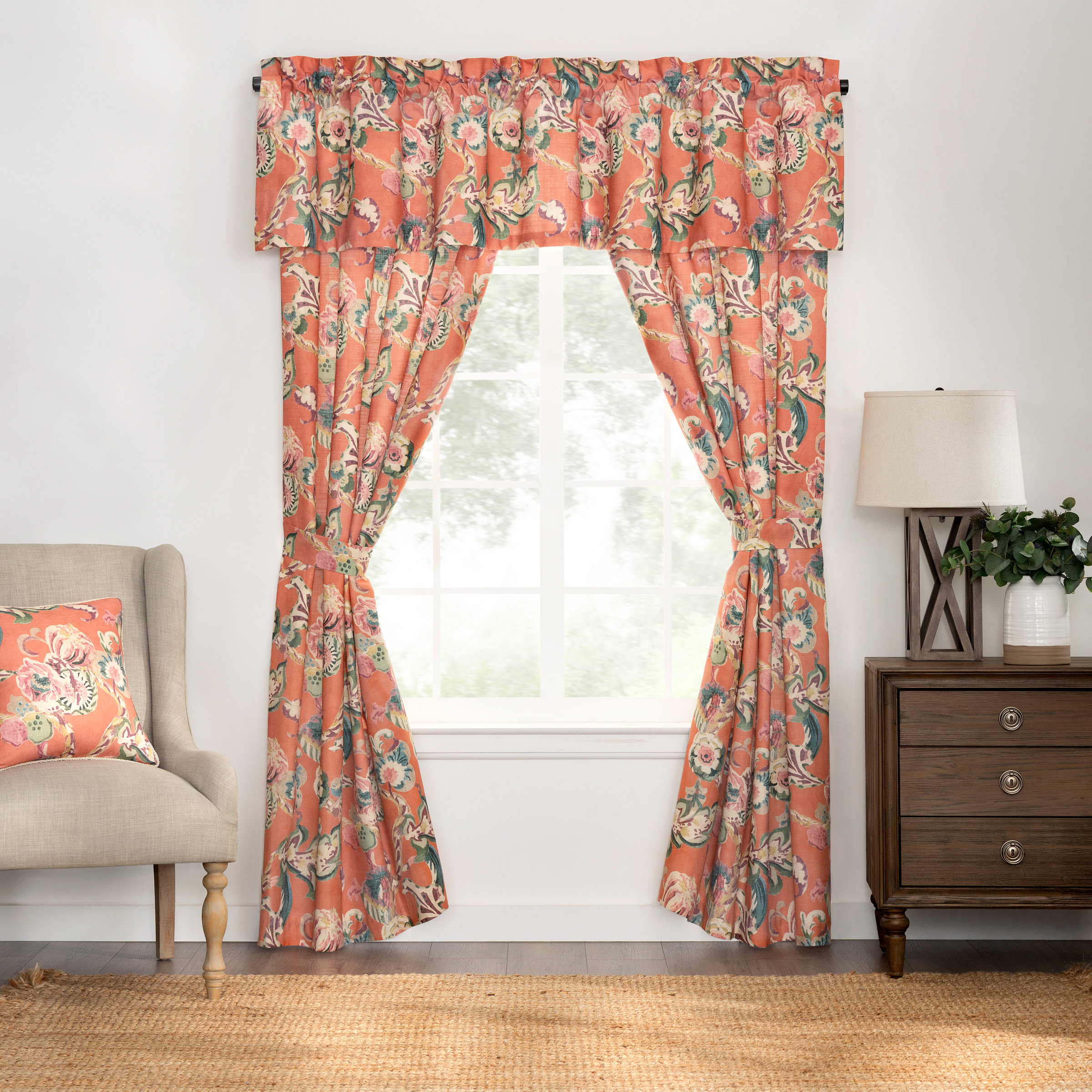 Rose Tree Cara Floral Drapery Panel Set | Wayfair