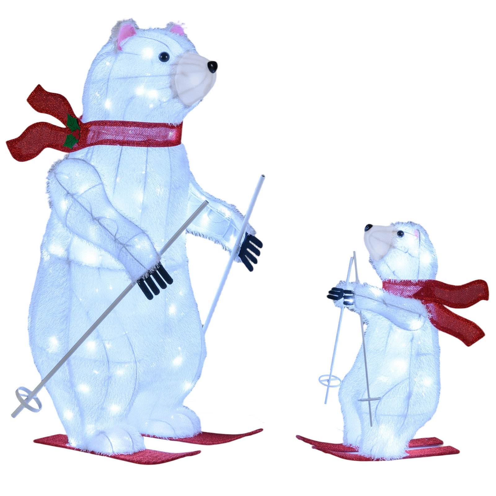 Latitude Run® 2 PCS Animated Skiing Polar Bears w/Skiing Motion & 160 ...