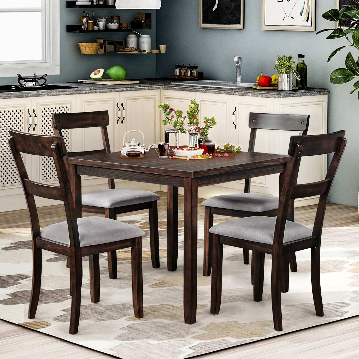 Rosalind Wheeler Corbridge 5 Piece Dining Set Square Dining Table Set ...
