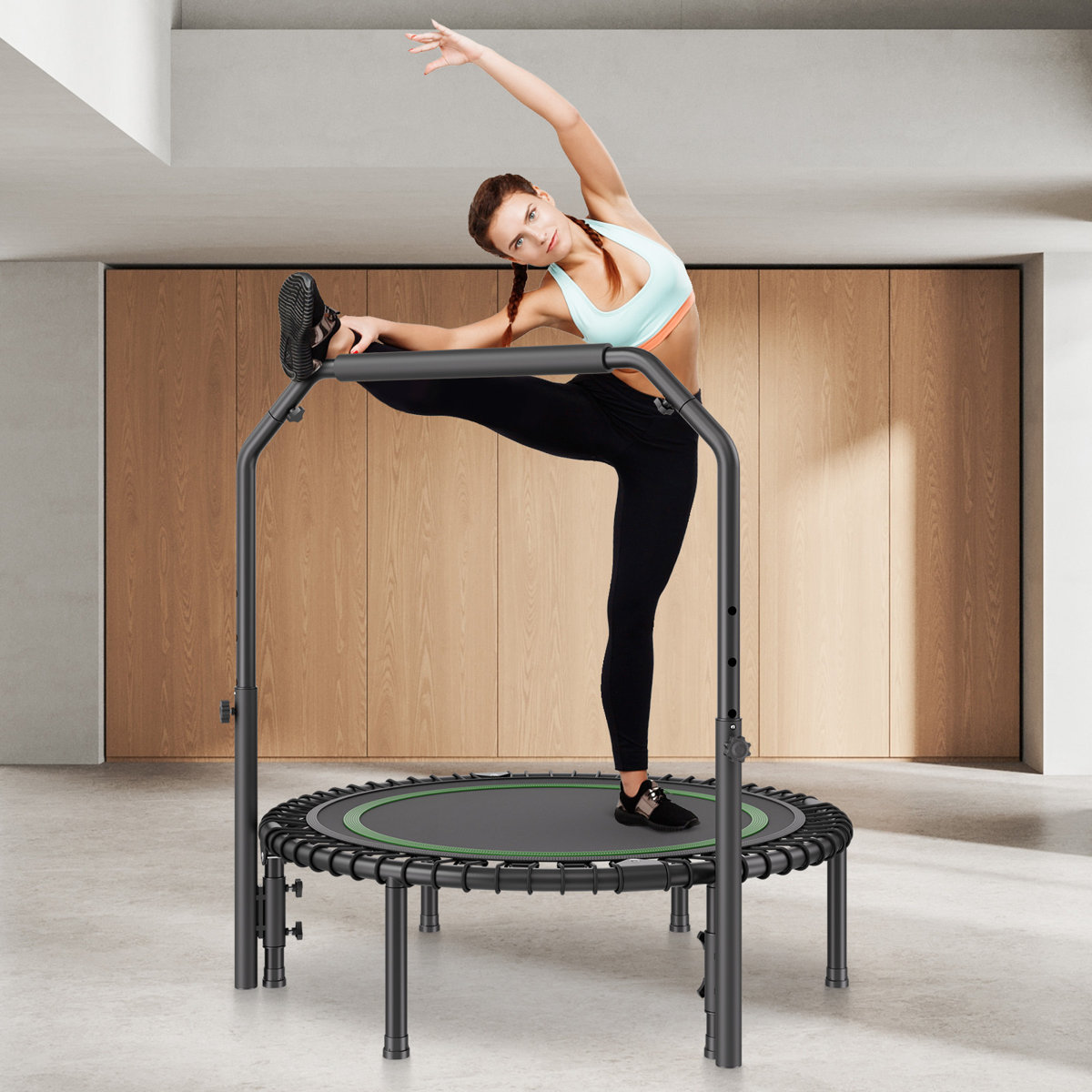 VEVOR 40" Foldable Mini Fitness Trampoline Adults Exercise Rebounder ...