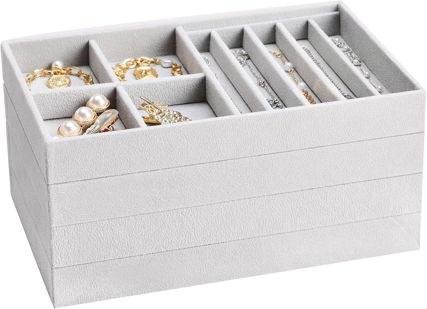 Latitude Run® Stackable Jewelry Organizer Trays for Drawers, Jewelry ...
