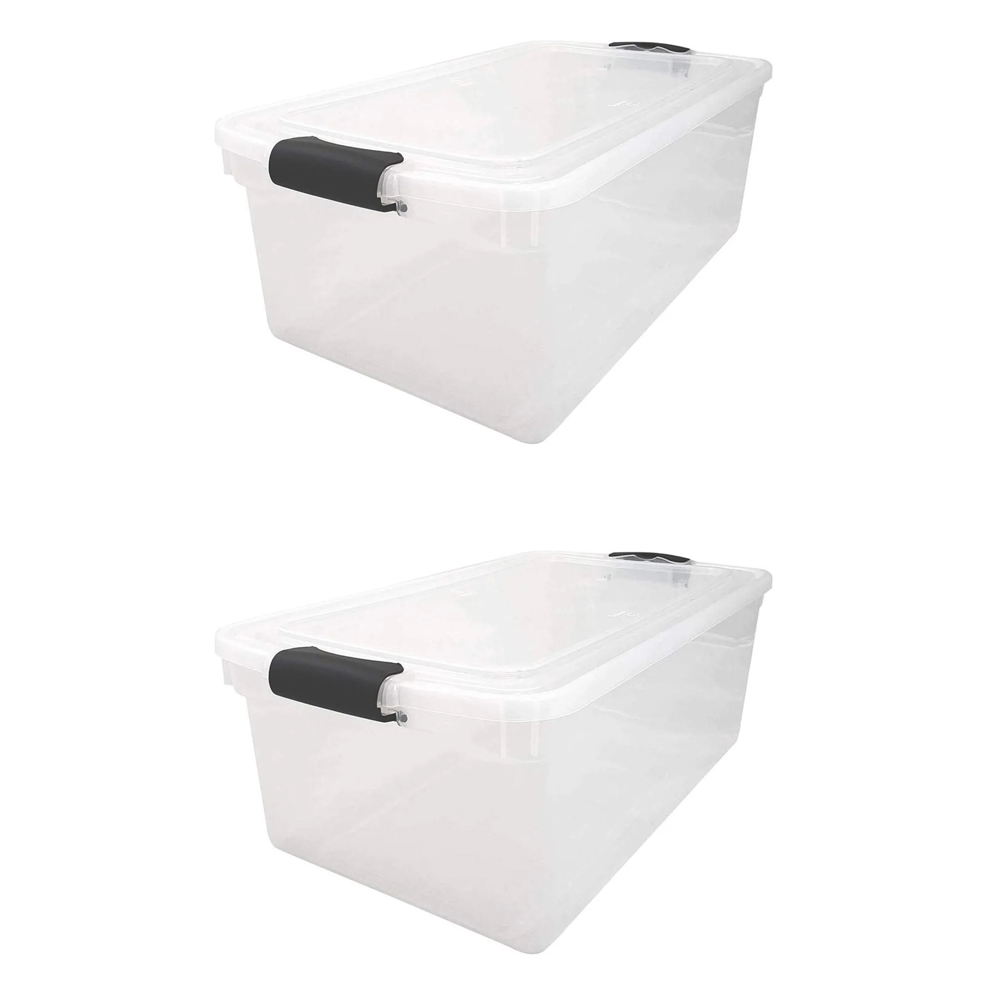Homz 64 Qt Multipurpose Stackable Storage Bin with Latching Lids, Clear ...