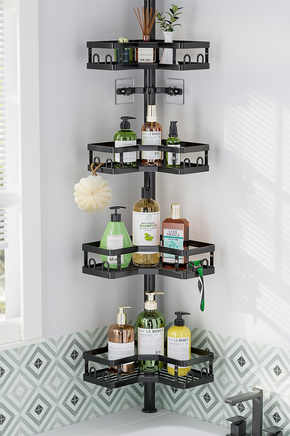 Rebrilliant Poteau de tension pour chariot de douche en coin ...