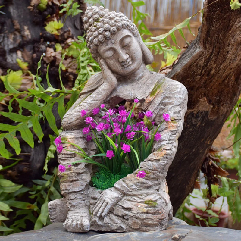 Bungalow Rose Outdoor Garden Sleeping Buddha Statue Sculpture Magnesium ...