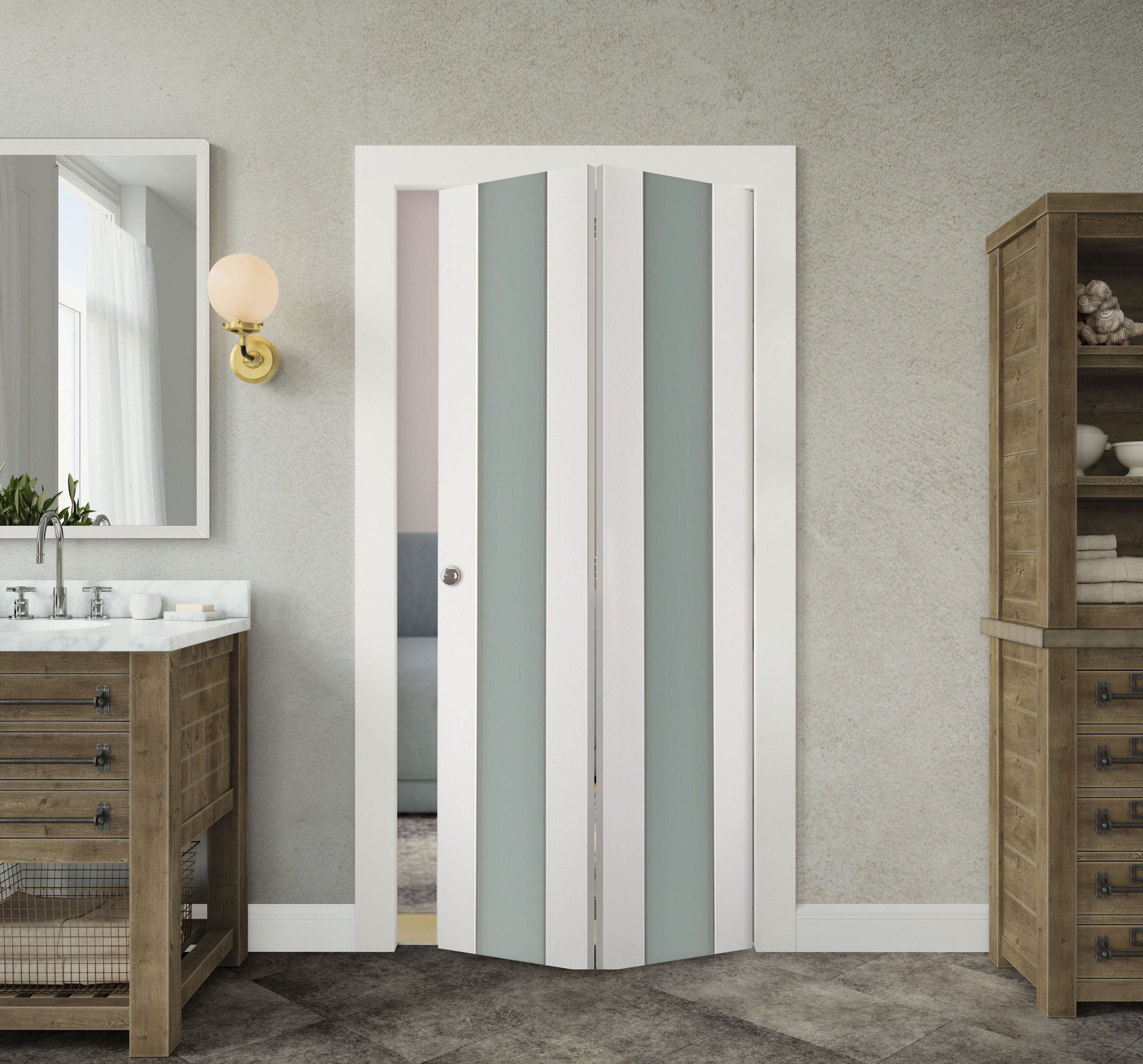 Belldinni Smart Pro Glass Bi-Fold Door with Installation Hardware Kit ...