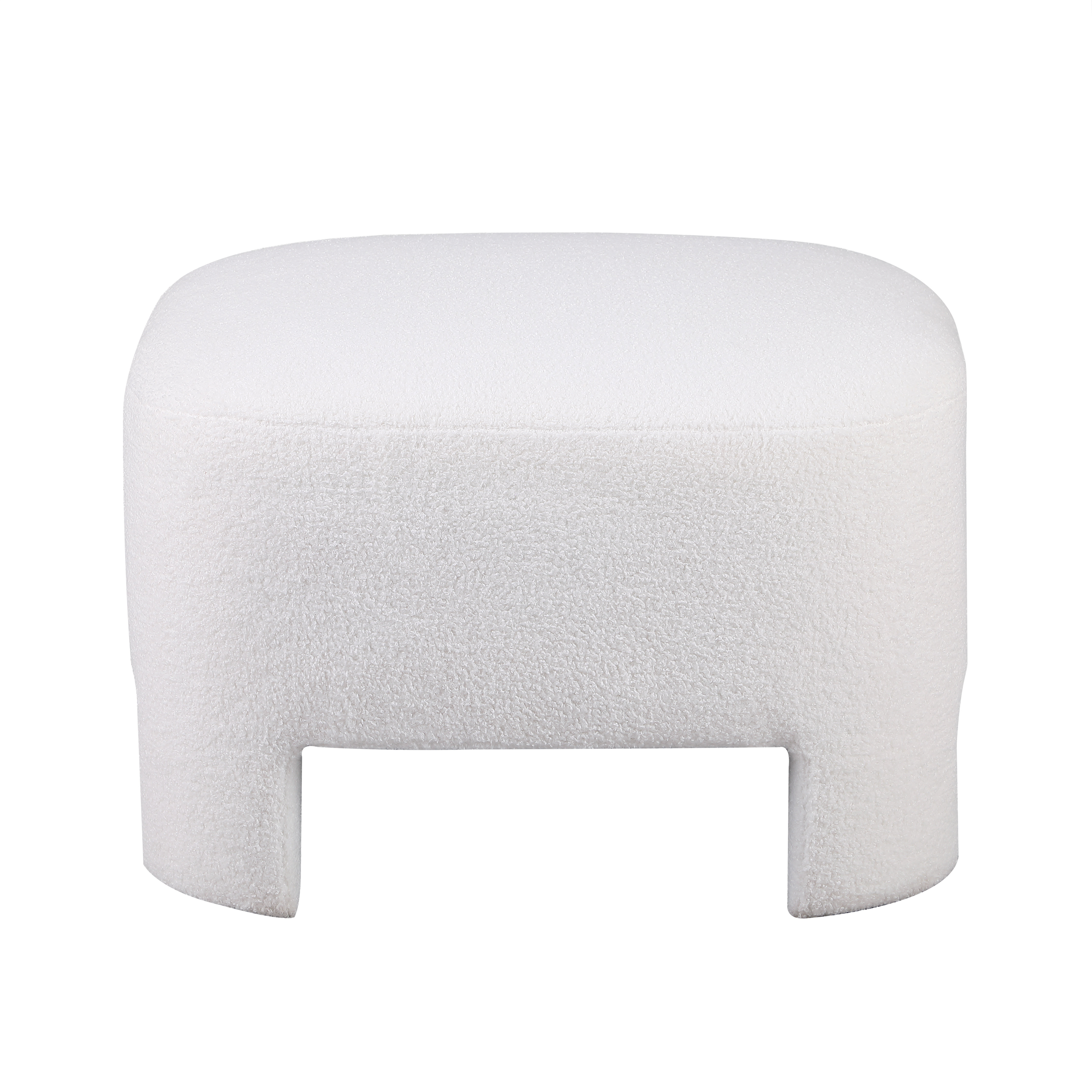 George Oliver Plush Chenille Ottoman | Modern White Footrest Stool ...