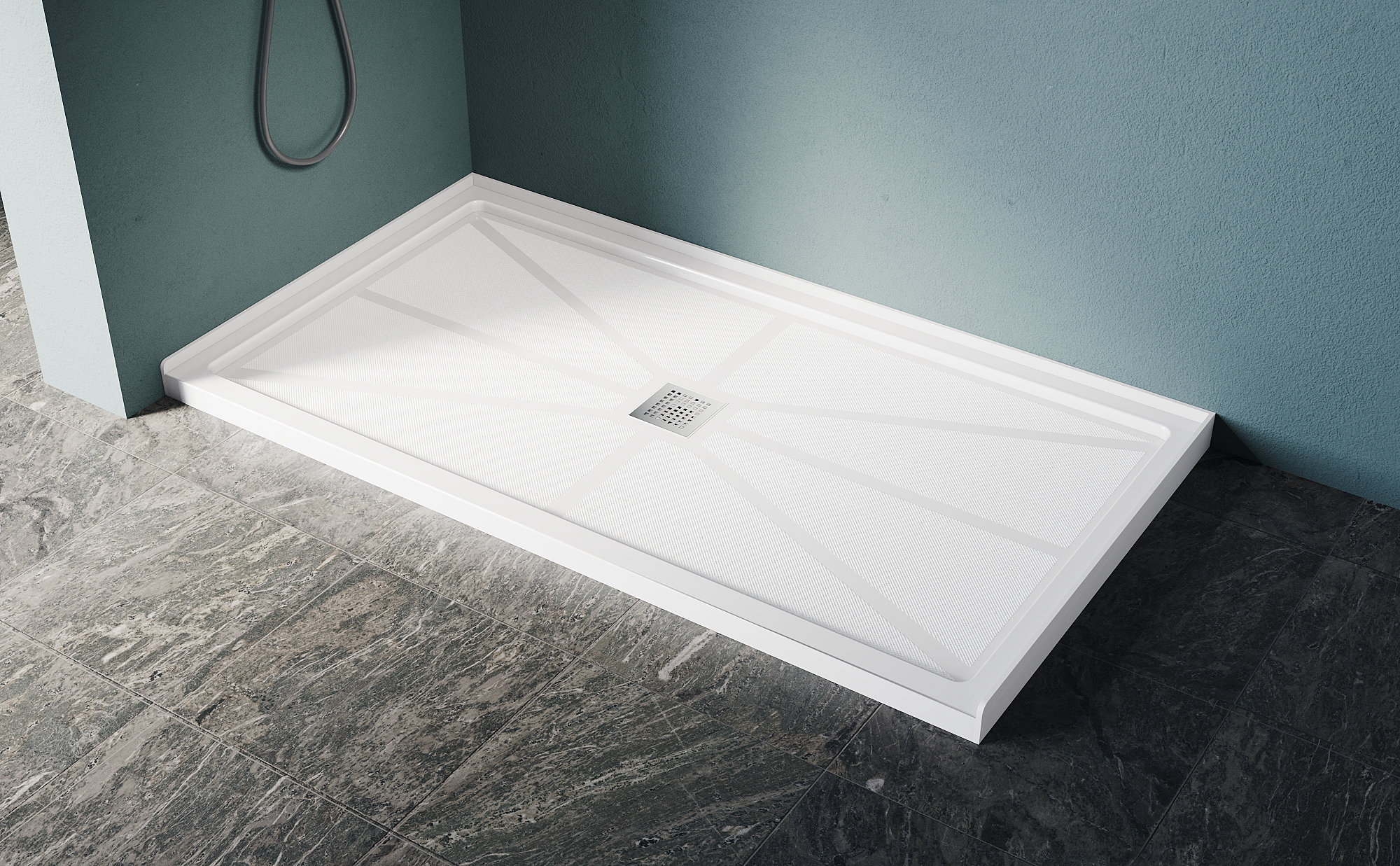Elegant 60" W x 32" D x 4" H Shower Base with Single Threshold Anti ...