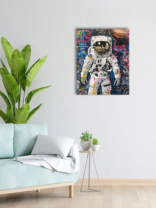 Trent Austin Design Framed Graffiti Astronaut Canvas Wall Art Spaceman ...
