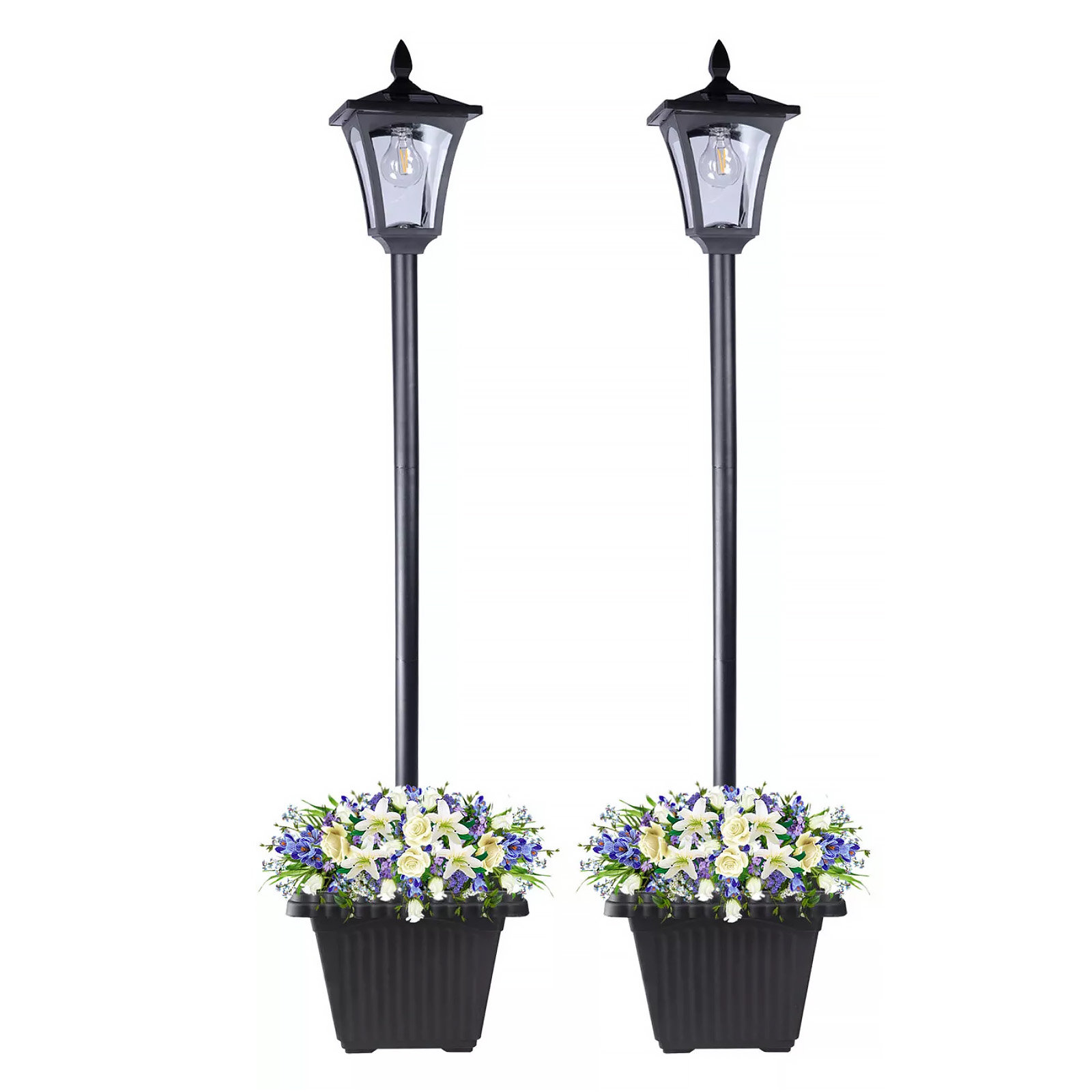 Charlton Home® 63In Outdoor Solar Lamp Post Light With Planter ...