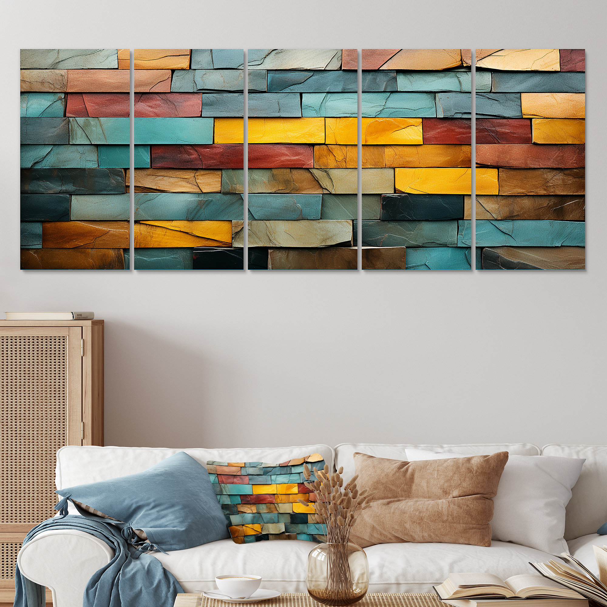 Ivy Bronx Boho Earth Element Stones Mosaic II - Boho Mosaic 5 Piece ...