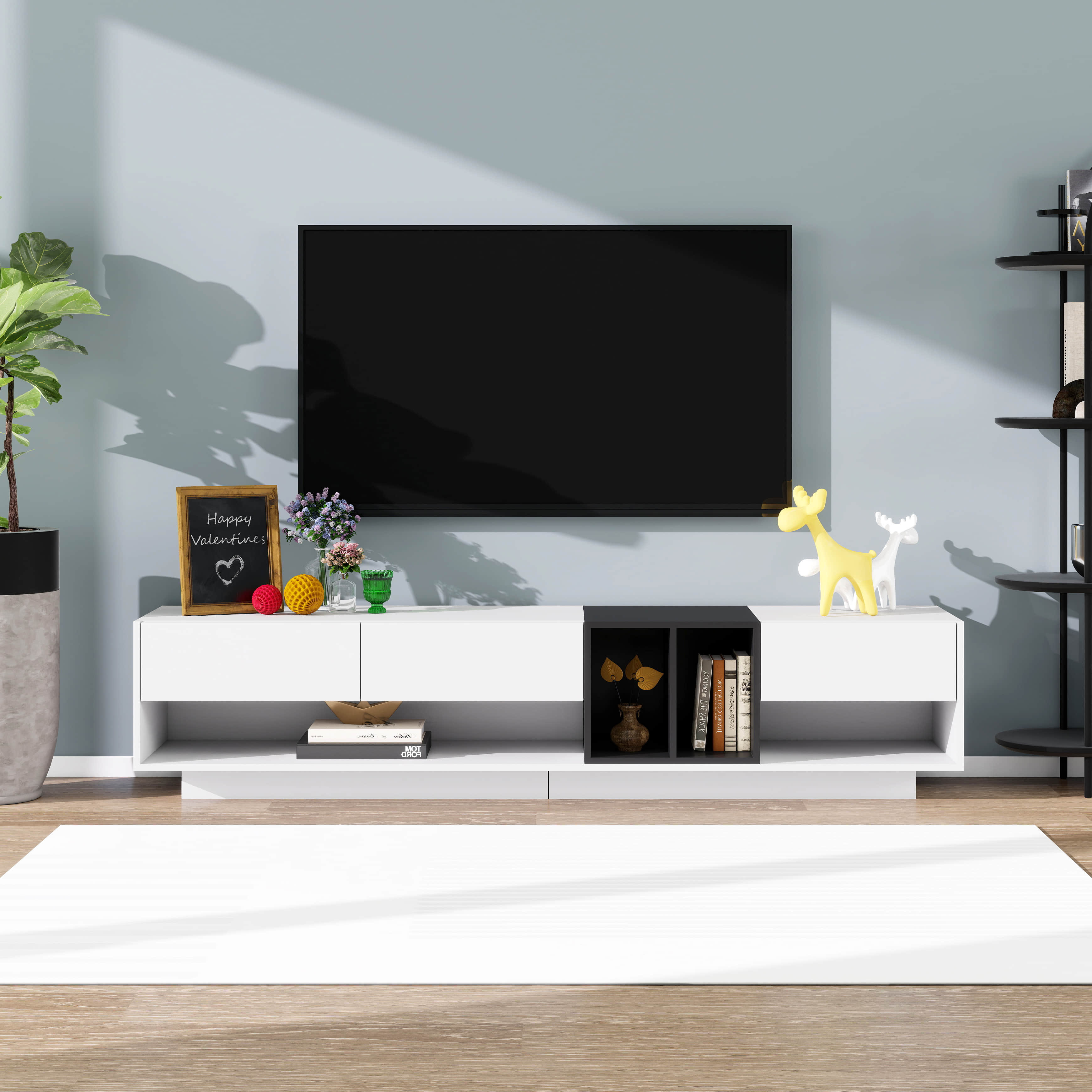 Wrought Studio Sleek And Stylish TV Stand, Two-Tone Media Console For ...