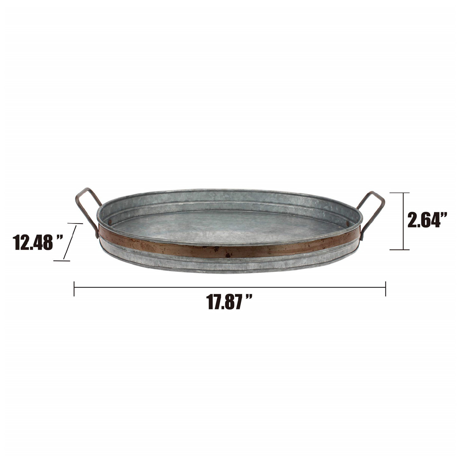 Williston Forge Unique Galvanized Metal Serving Tray With Rust Trim And ...