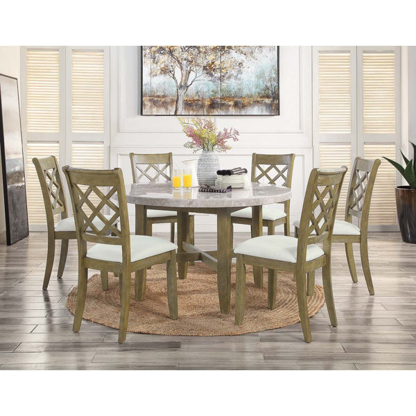F&L Homes Studio Karsen 7 - Piece Marble Top Dining Set | Wayfair