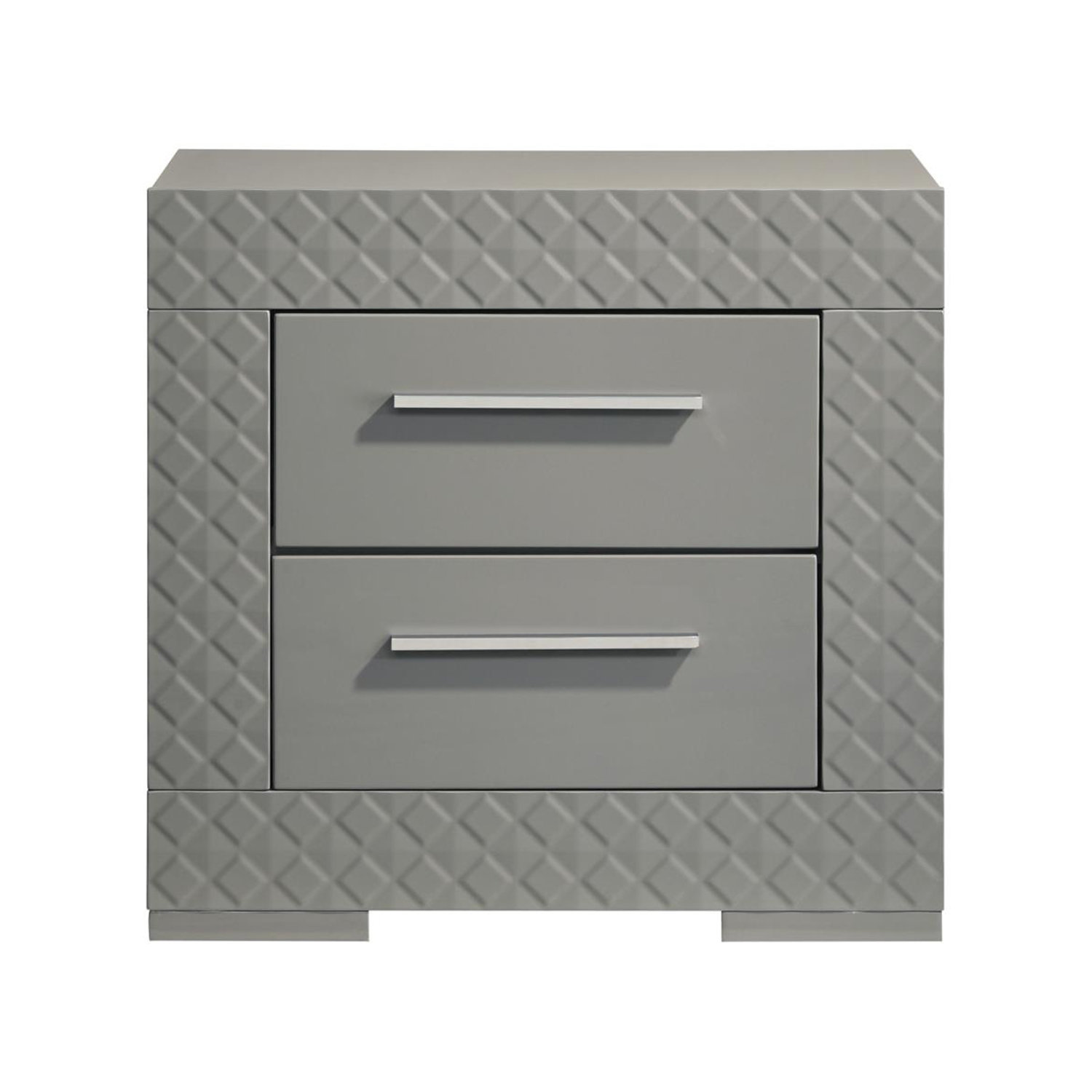Ivy Bronx 2 Drawers Wooden Nightstand With Chrome Metal Hardware | Wayfair