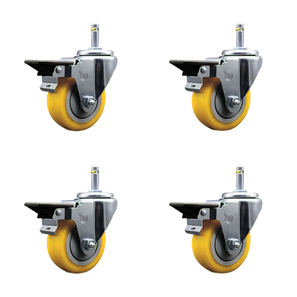 Service Caster 3.5 Inch Green Poly Swivel 7/16 Inch Grip Ring Stem ...