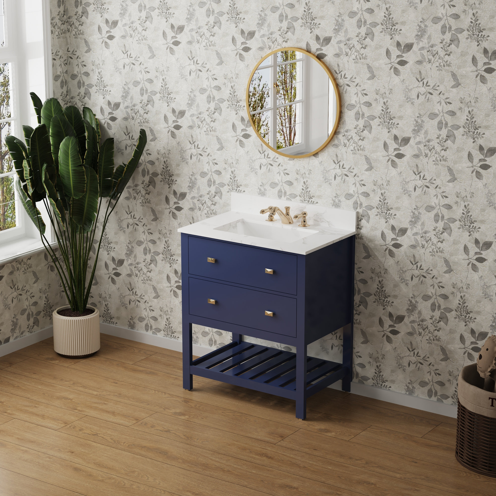 Breakwater Bay Miliou 29.9'' Single Bathroom Vanity with Marble Top ...