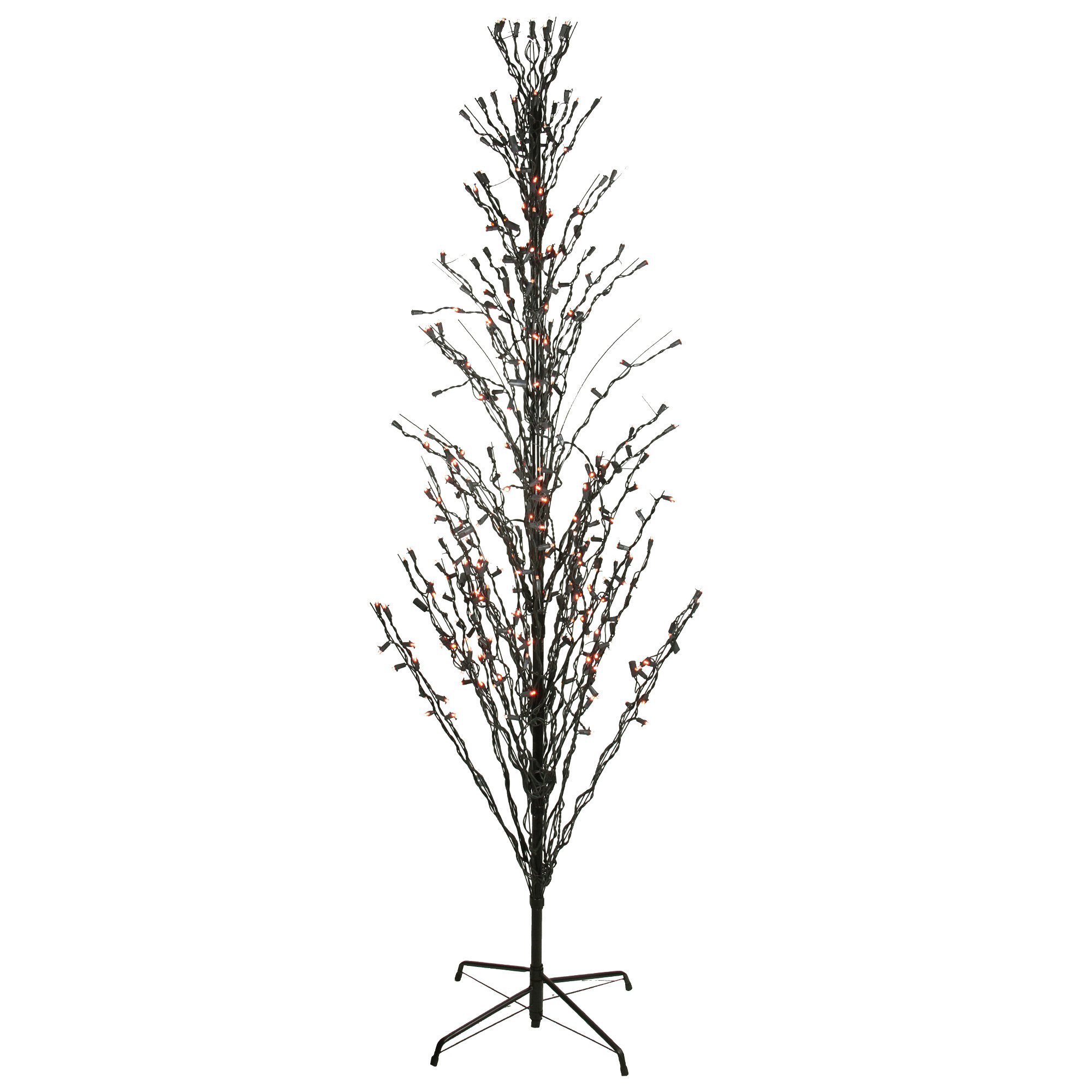 LB International 6' Orange and Black LED Lighted Cascade Twig Tree ...