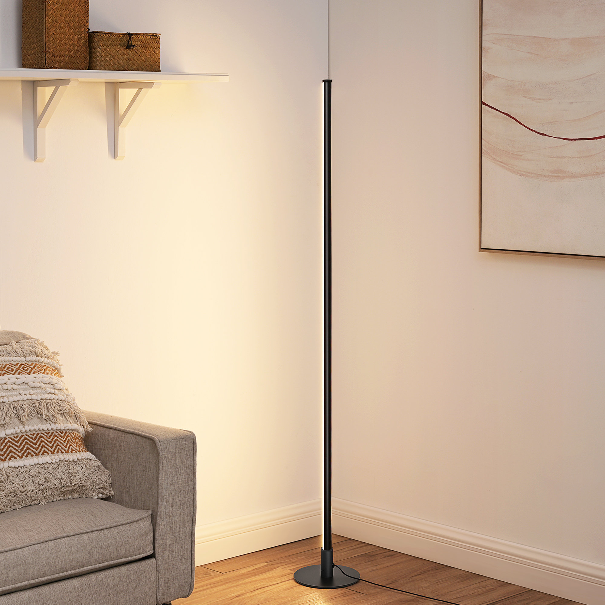 Hashtag Home Smart Alford 58" Modern LED Corner Floor Lamp with Smart ...