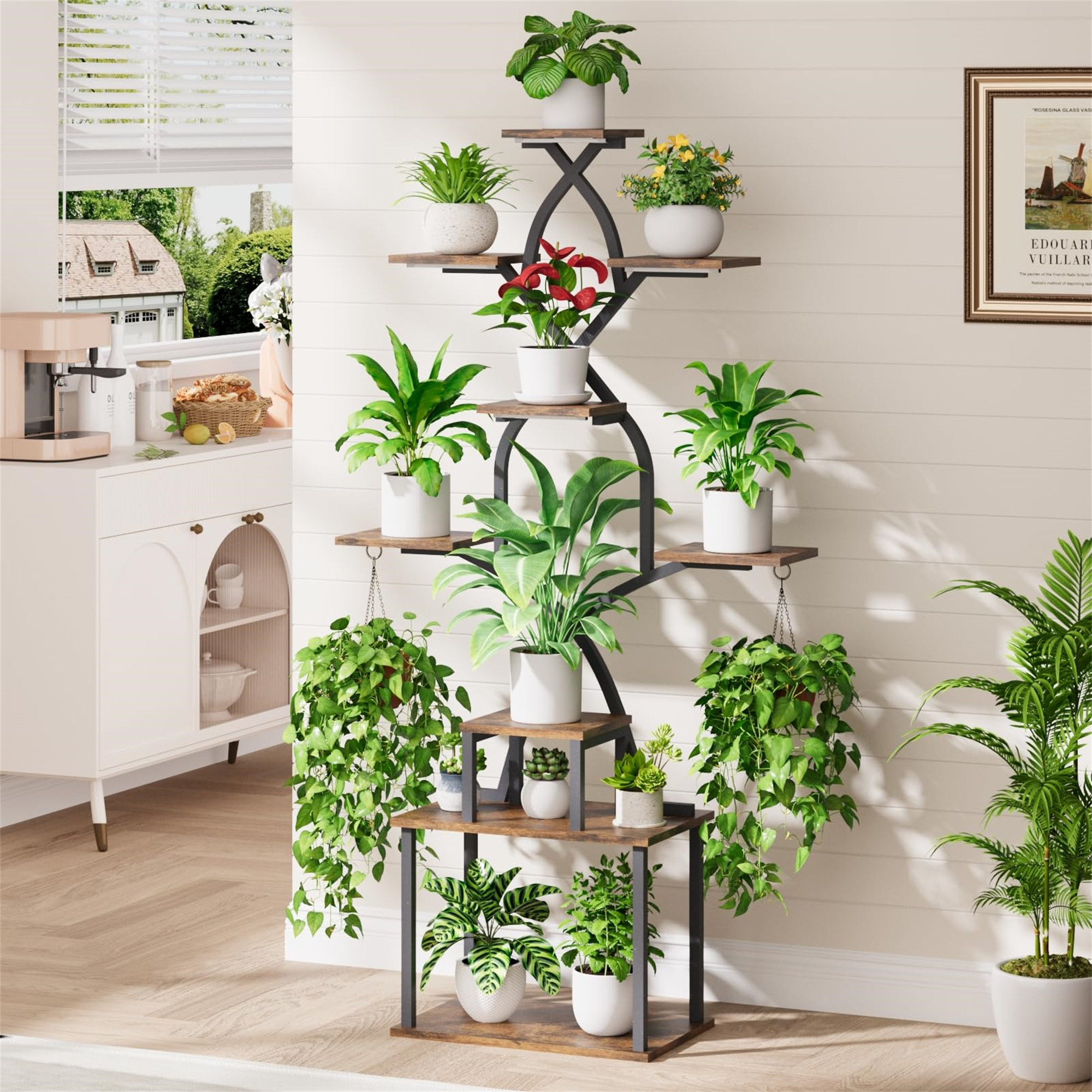 Trent Austin Design Indoor Plant Stand With Grow Light, 9-Layer Indoor ...