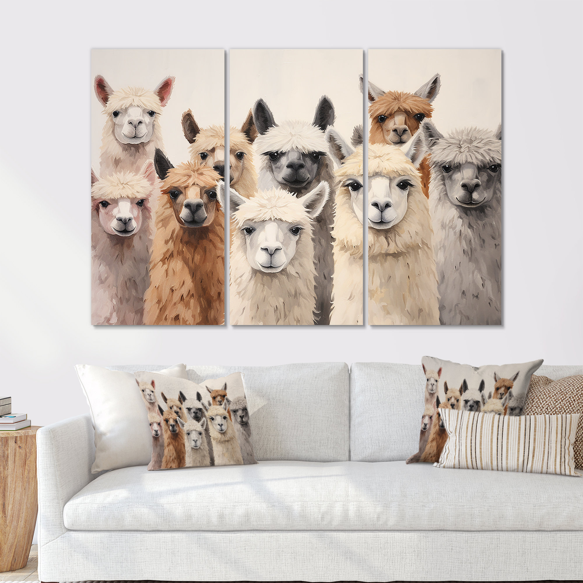 Dakota Fields Beige & Grey Minimalism Curious Alpacas Collage I ...