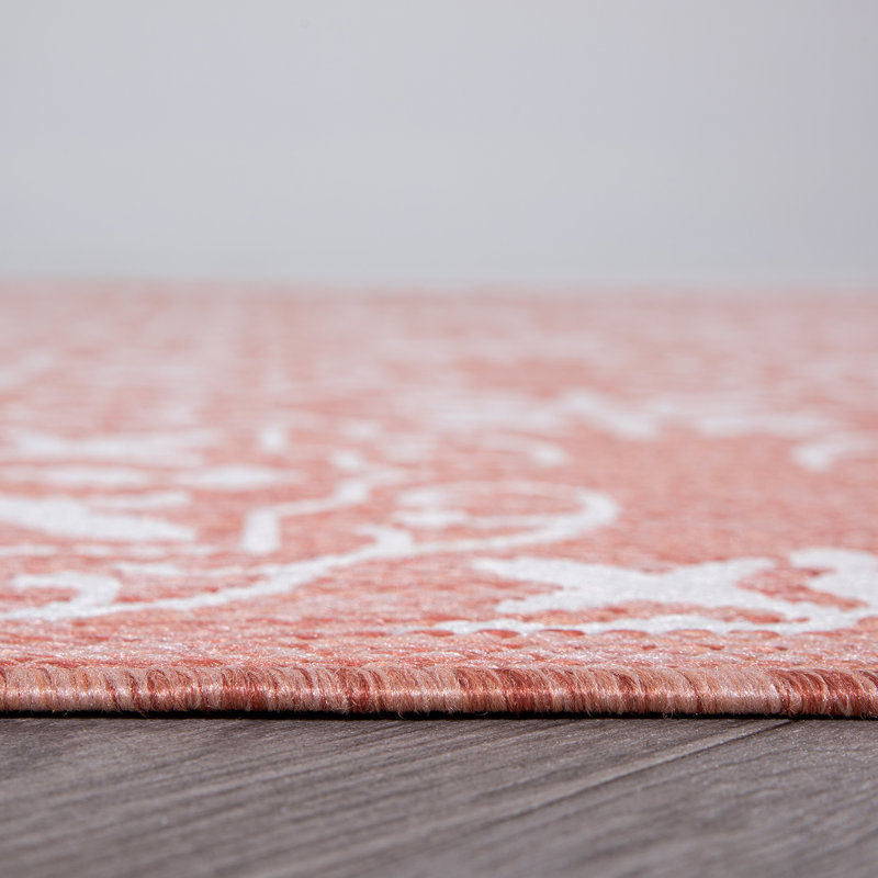 Charlton Home® Chebia Geometric Terra/Cream Indoor & Outdoor Area Rug ...