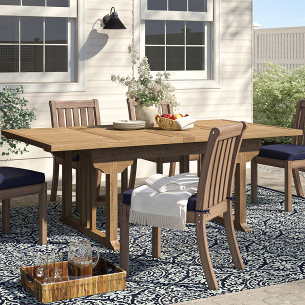 Arlmont & Co. Kia Extendable Teak Fliptop Outdoor Dining Table ...