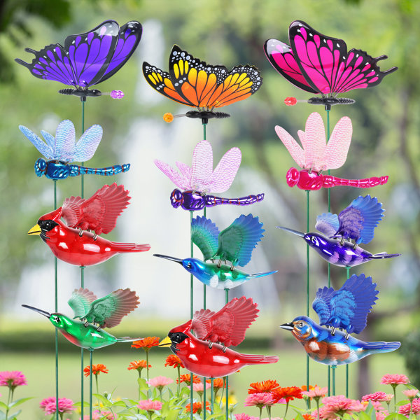 Exhart 12 Piece 4" WindyWings Plant Stake Assortment in Hummingbird ...