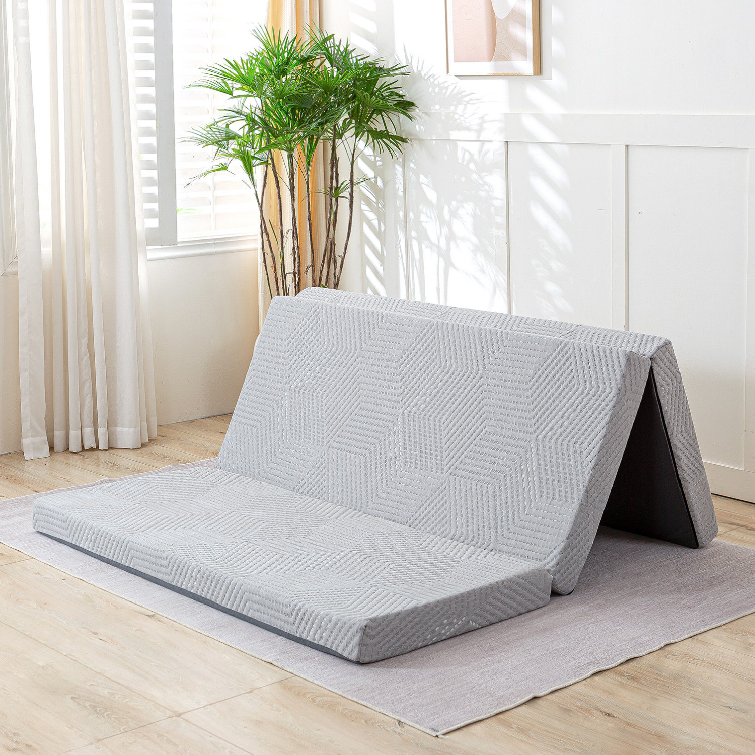 Alwyn Home 4" Tri-Fold Memory Foam Mattress, Folding Mattress With ...