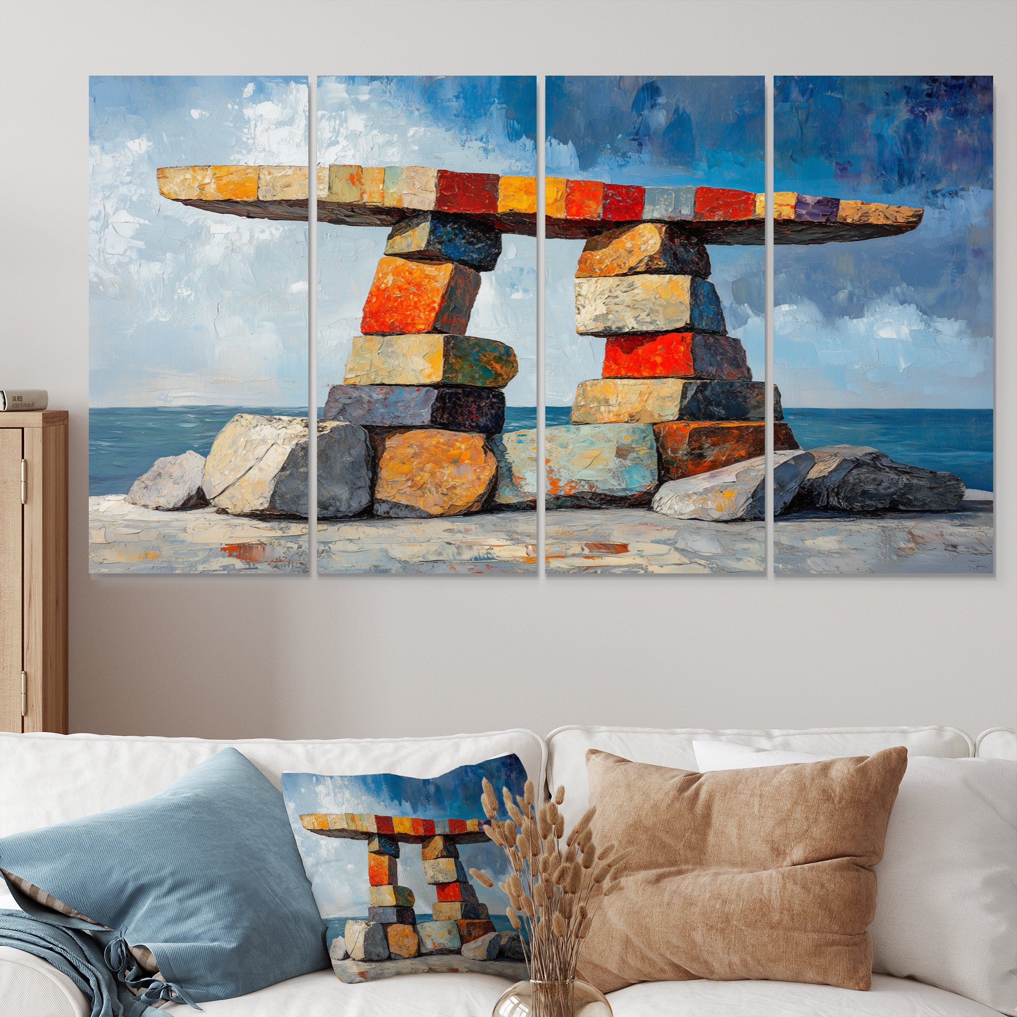 Beachcrest Home Canadian Inuit Art In Red And Orange Tones I - Canadian ...