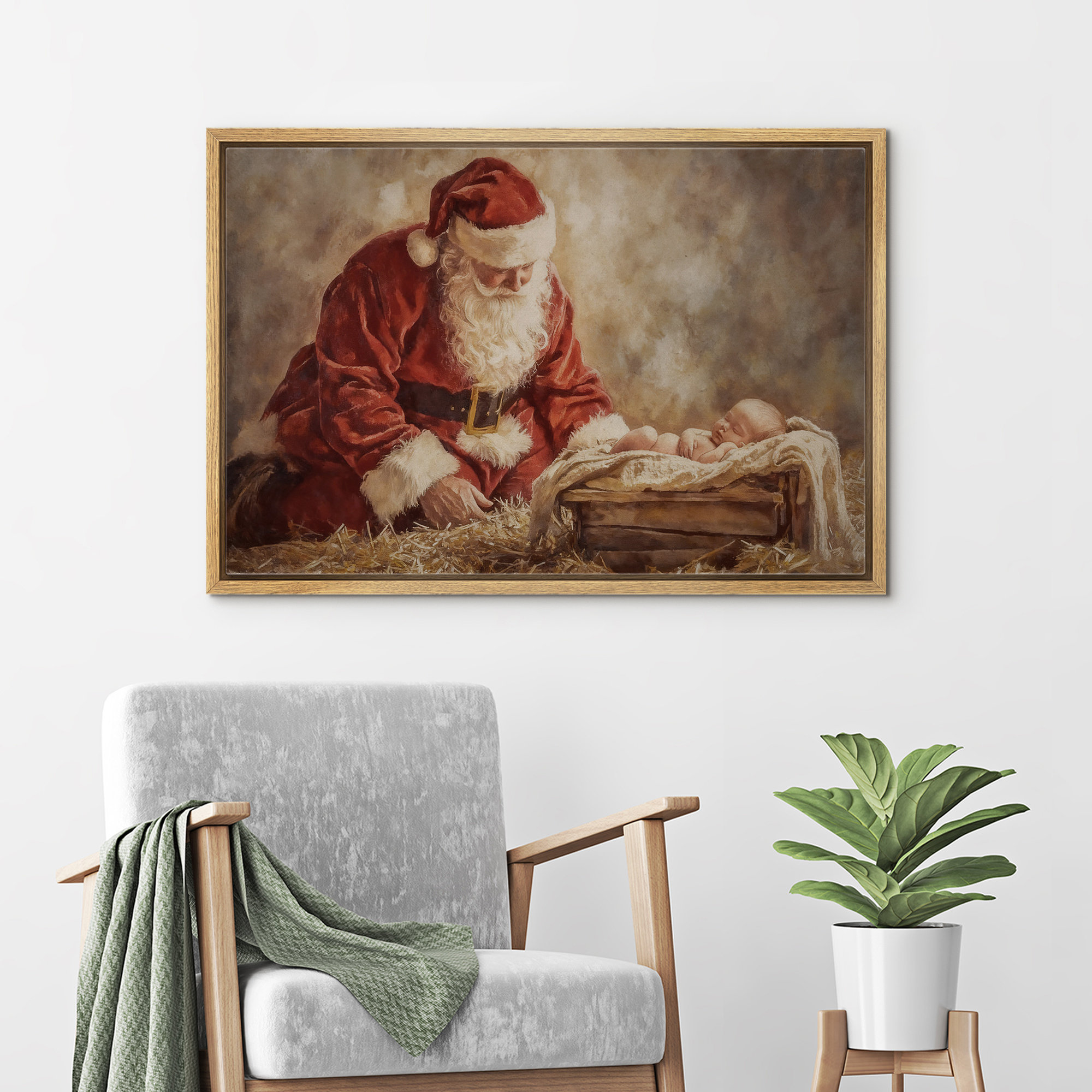 Astoria Grand Santa Kneeling at Nativity Baby Jesus Christmas Blessing ...