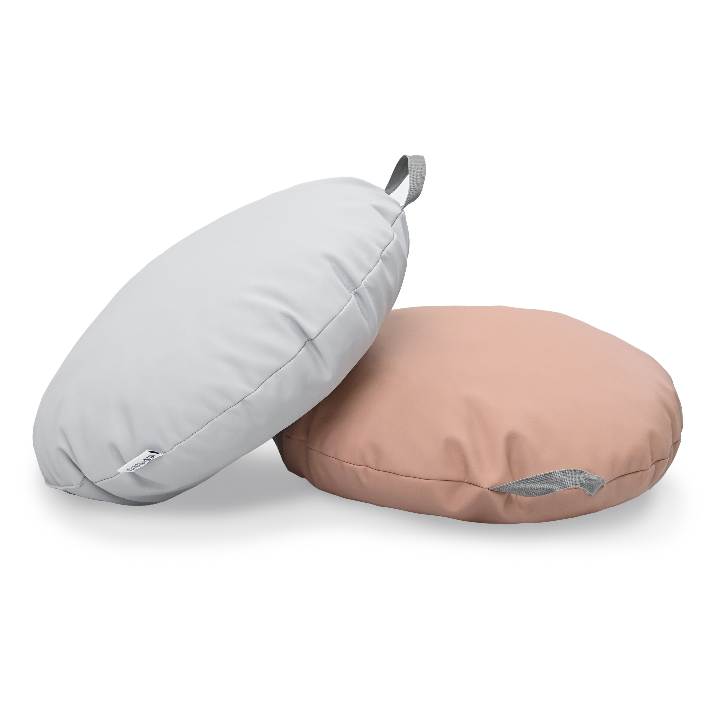 Children's Factory 18X18 Mini Round Pouf With Handle - Set Of 2 - Fog ...