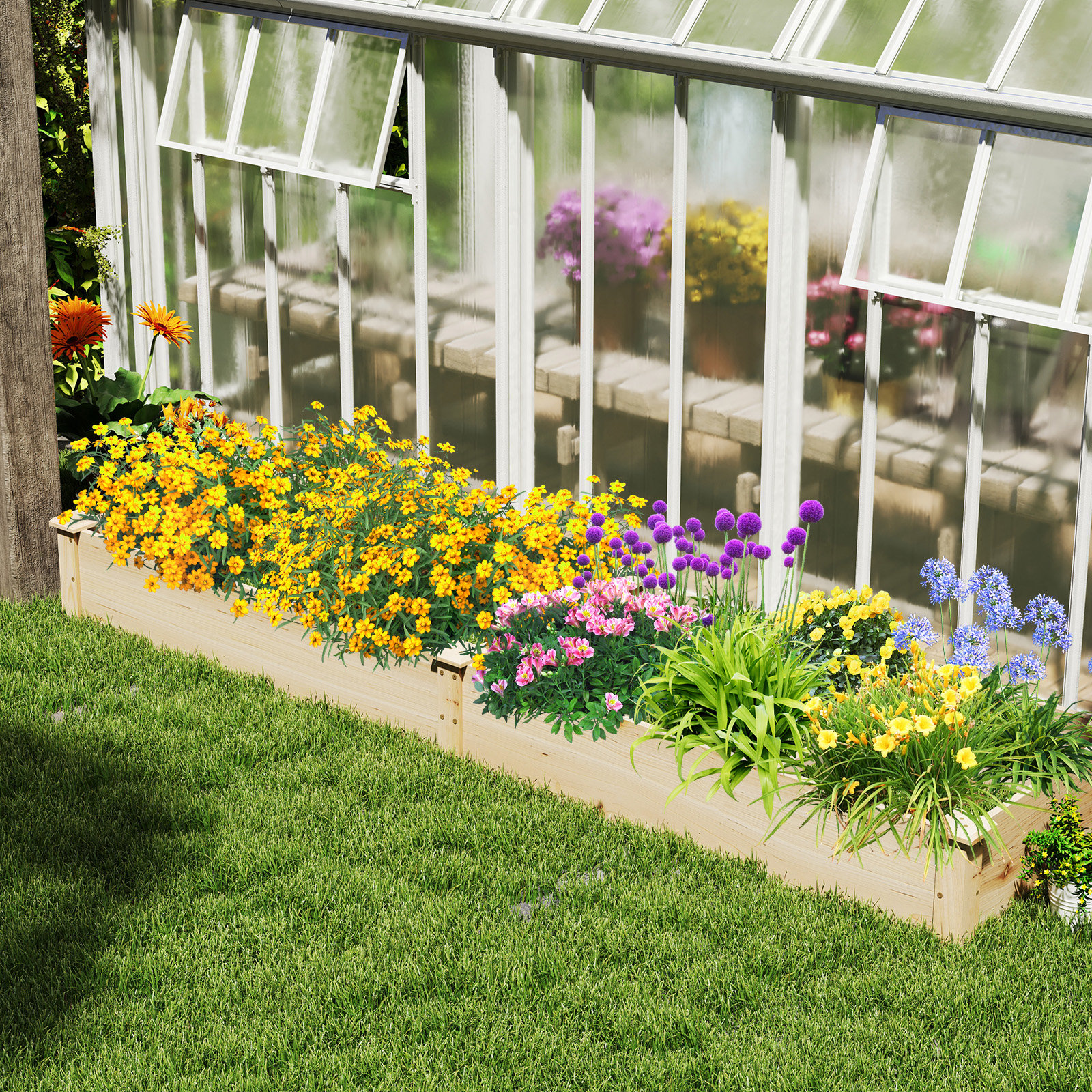 Ophelia & Co. Wooden Raised Garden Bed Elevated Planting Bed with 2 ...