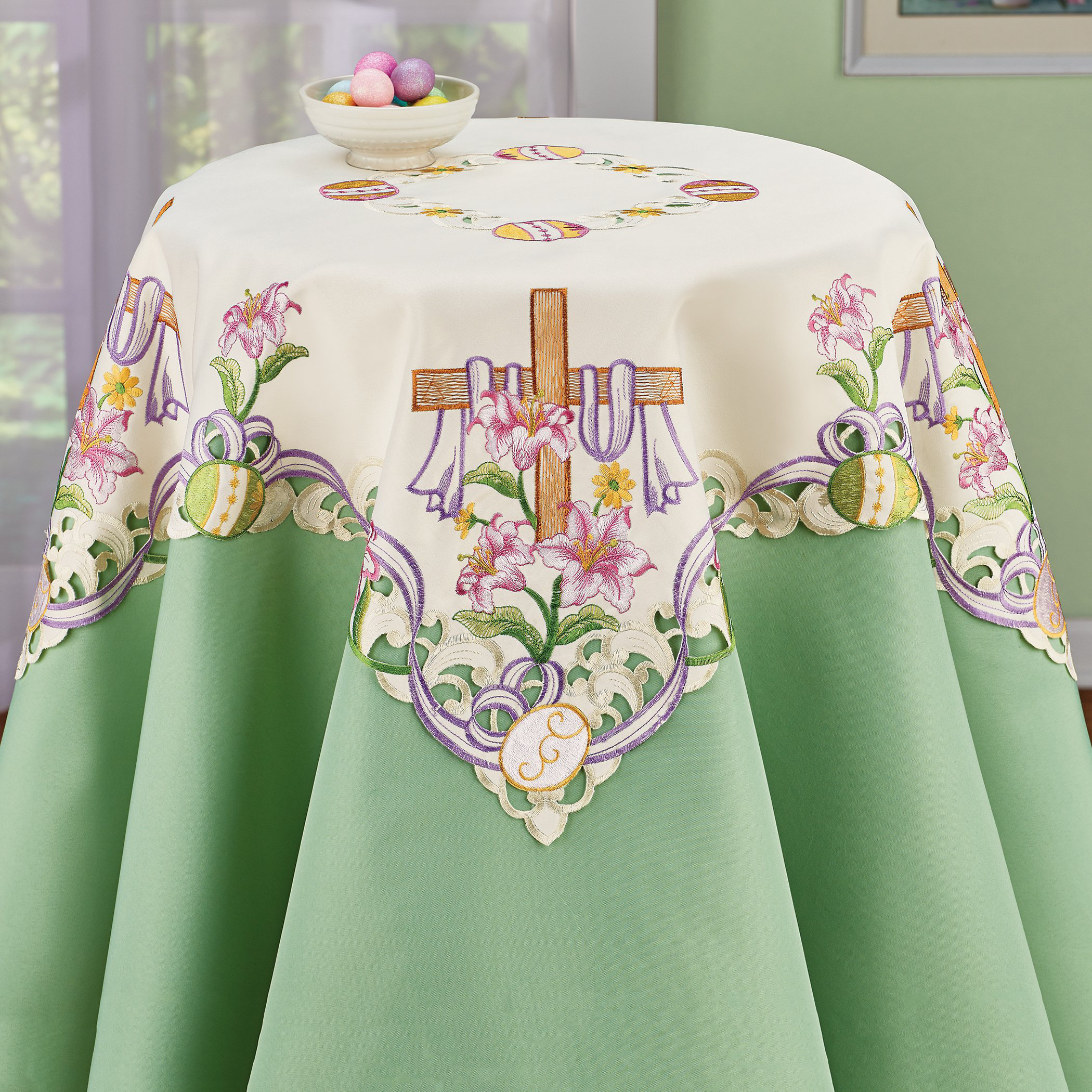 The Holiday Aisle® Rothe Floral Square Easter Tablecloth & Reviews ...