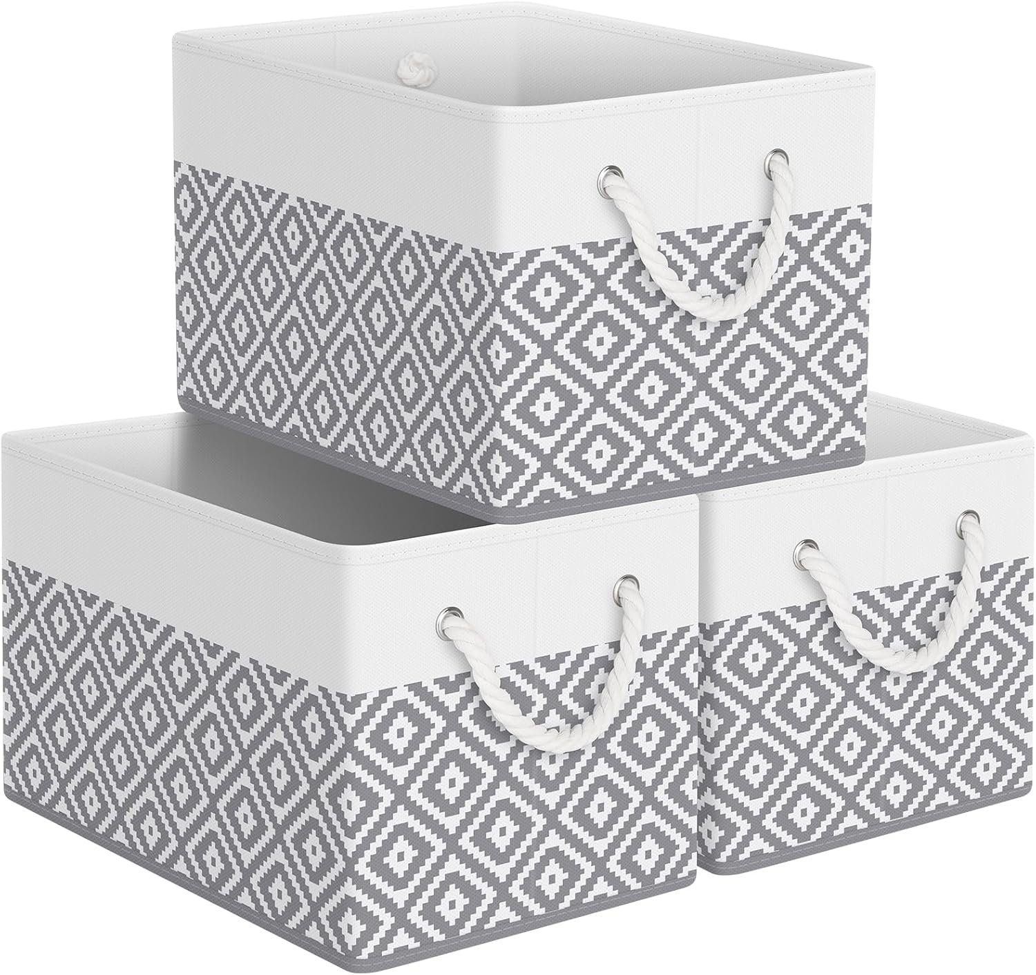 Foundry Select Storage Bins, 3-Pack Large Storage Box With Rope Handles ...