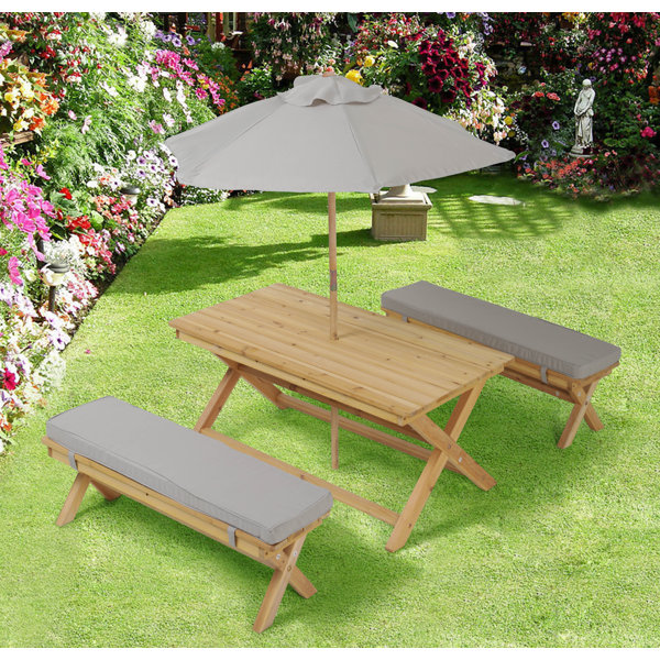 Dakota Fields Latt Rectangular 4 - Person 105cm Long Picnic Table with ...