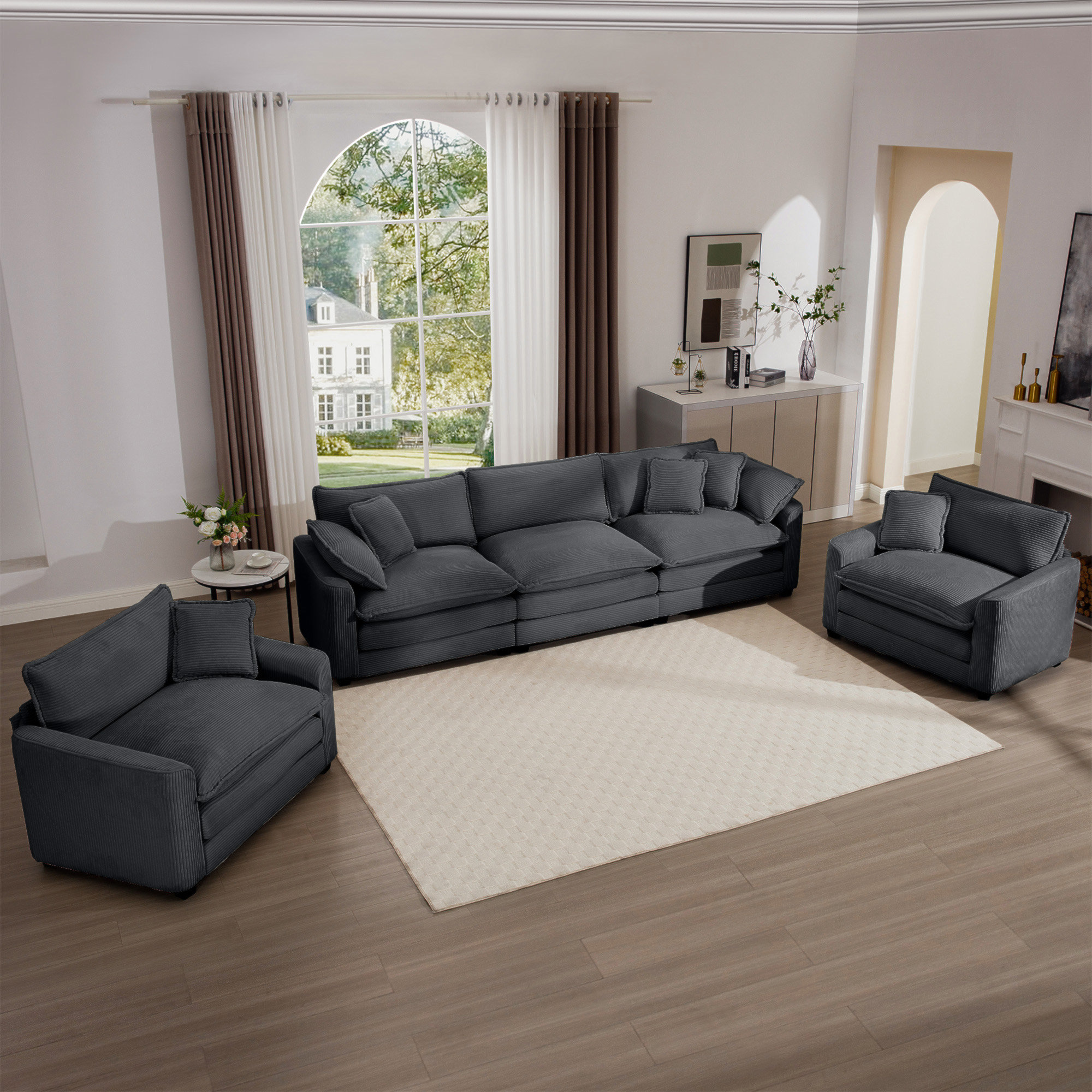 HLILish Luxurious And Sophisticated Sofa Set With Soft Cushions And Pillows, Home For Living ...