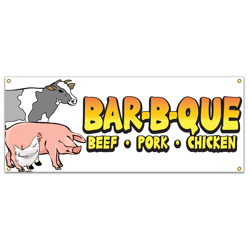 SignMission Bar-B-Que Beef Pork Chicken Banner Concession Stand Food ...