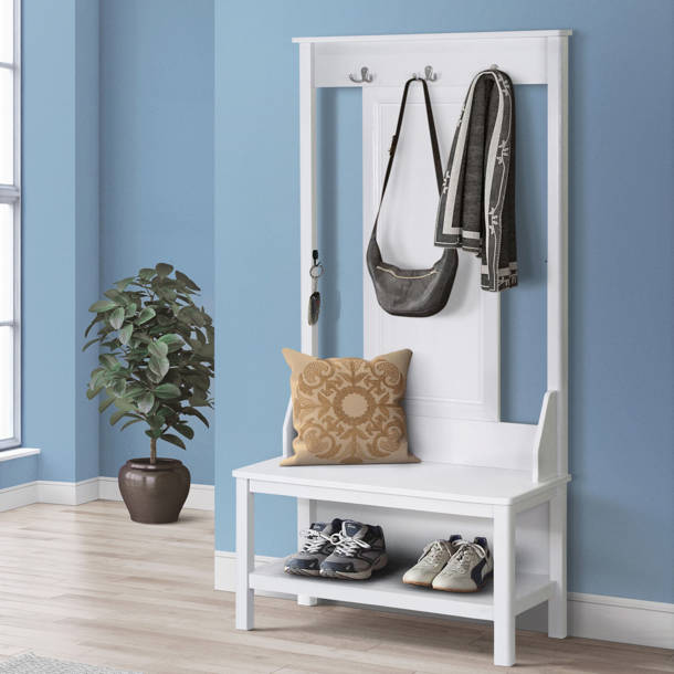 17 Stories Borman Hall Tree 38.5'' Wide with Bench and Shoe Storage ...