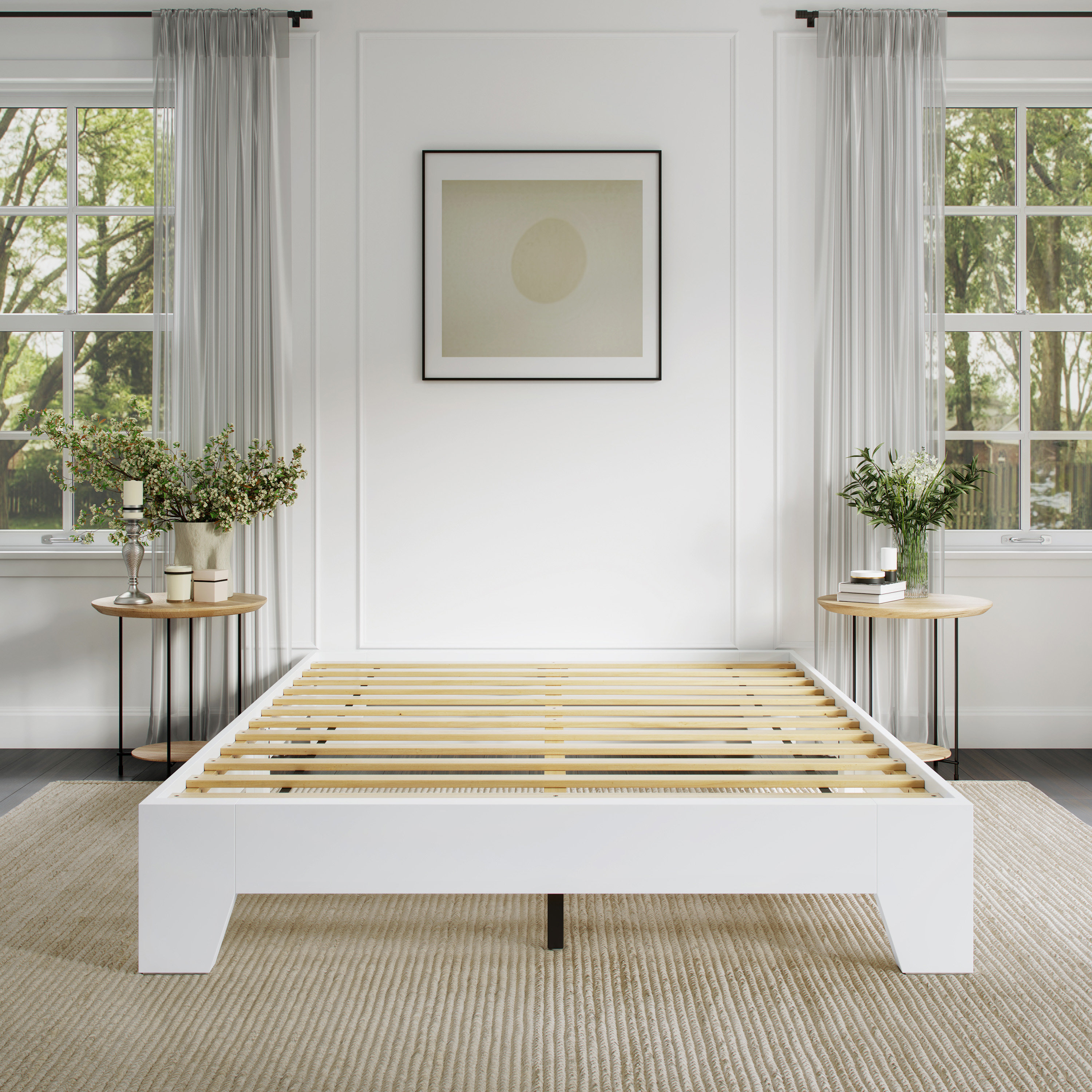 Boyd Sleep Lugano Platform Bed Frame - Modern Minimalist Design, Solid ...