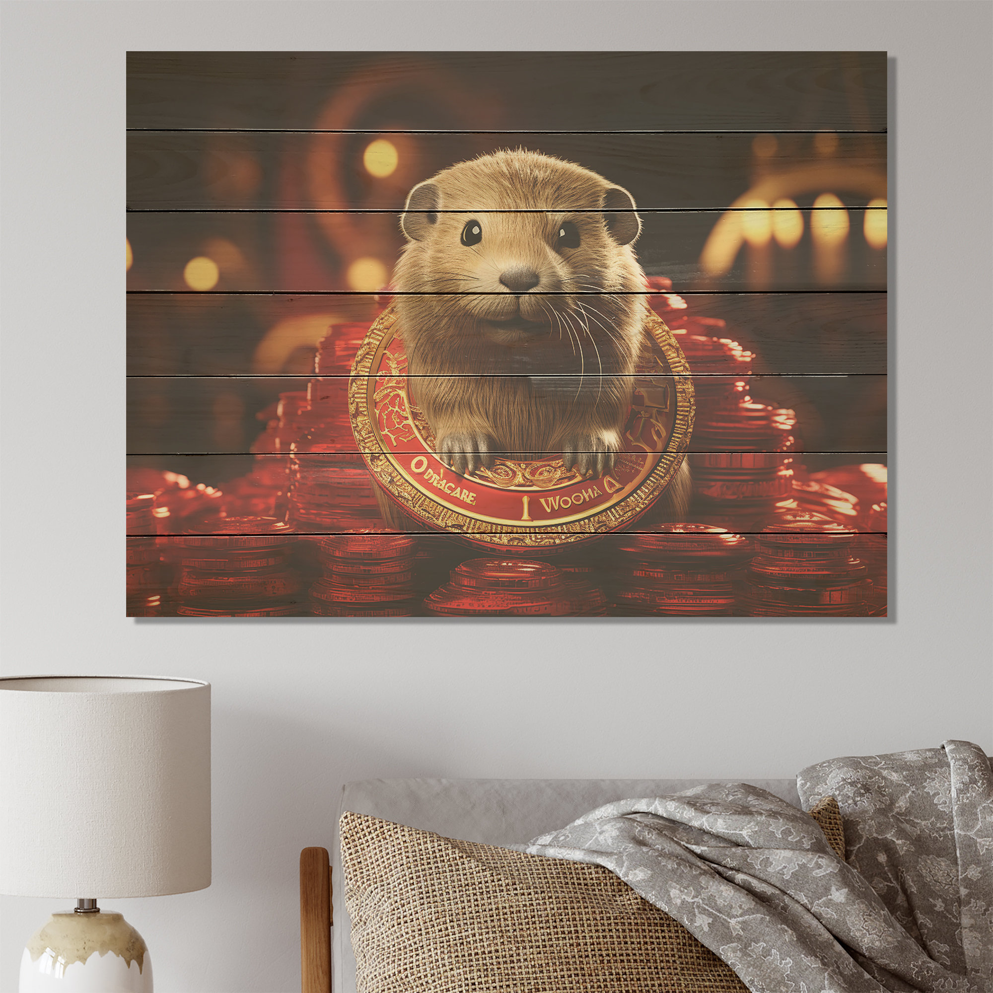 Ophelia & Co. Royalty Beaver Beauty - Beaver On Wood Print | Wayfair